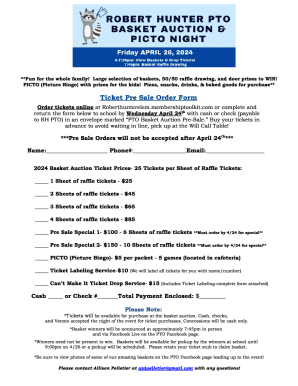 Fillable Online Ticket Pre Sale Order Form Fax Email Print - pdfFiller
