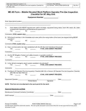 Fillable Online Mobile Elevated Work Platform Operator Pre-Use Inspection ... Fax Email Print ...