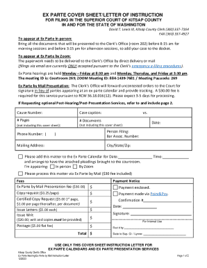 Fillable Online ex parte cover sheet/letter of instruction - for filing ...