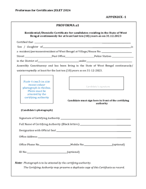 Fillable Online Proformas for certificates etc - PROFORMA a APPENDIX ...