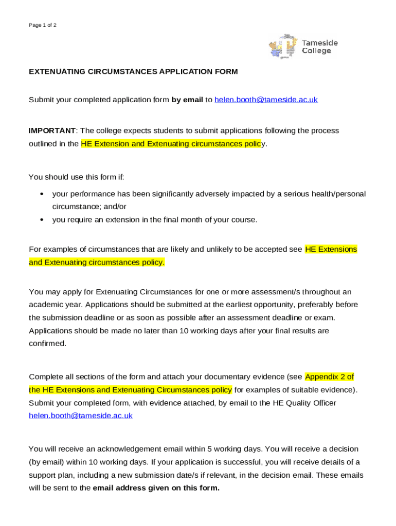 Extension Request Application Doc Template | pdfFiller
