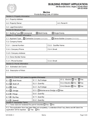 Fillable Online Permit Application Form (Marine) Plan Review Documents ...