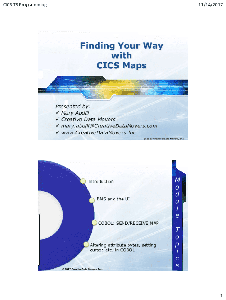 Fillable Online Finding Your Way with CICS Maps Fax Email Print - pdfFiller