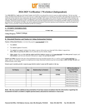 Fillable Online 2024-2025 Verification Worksheet V-1 or V-5 (Independent ... Fax Email Print ...