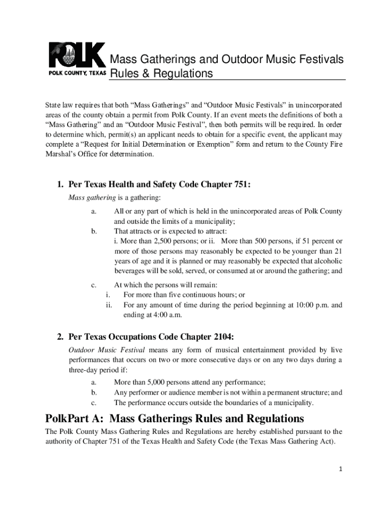 Fillable Online Mass Gatherings and Outdoor Music Festivals Rules ...