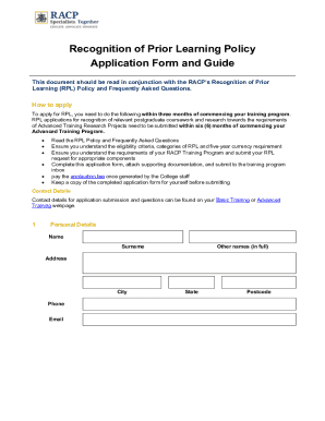 Fillable Online Recognition of Prior Learning Policy Application Form ...