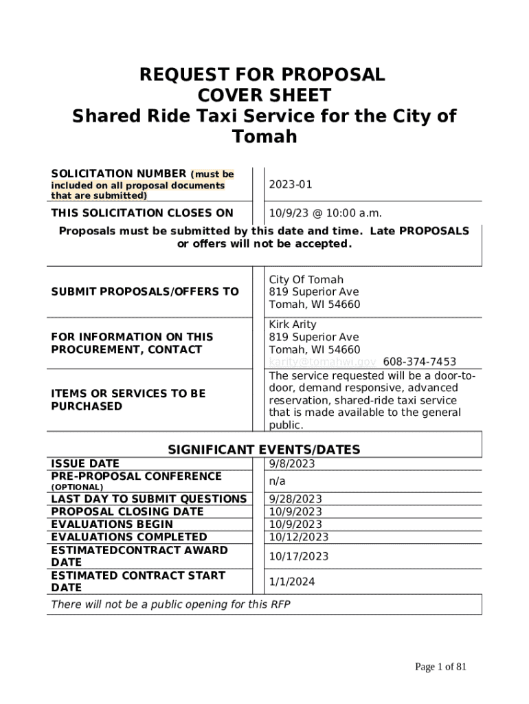 Invitation for Bid, Request for Proposal/Qualifications Doc Template | pdfFiller