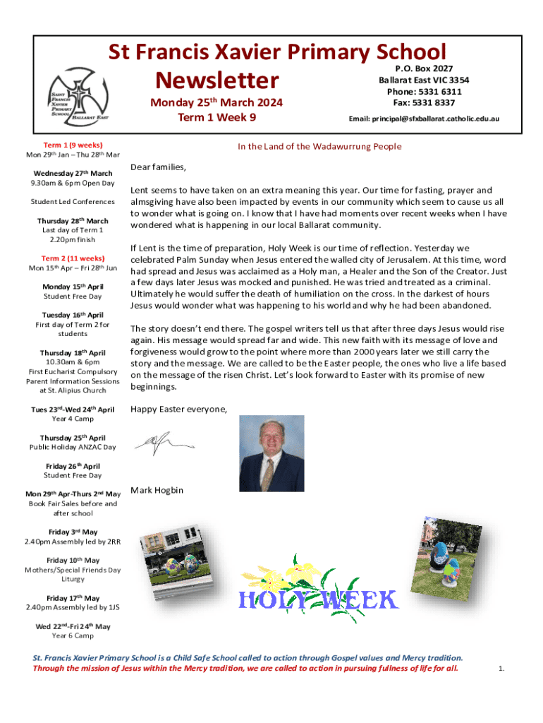 Fillable Online St Francis Xavier Primary School - Newsletter Fax Email ...