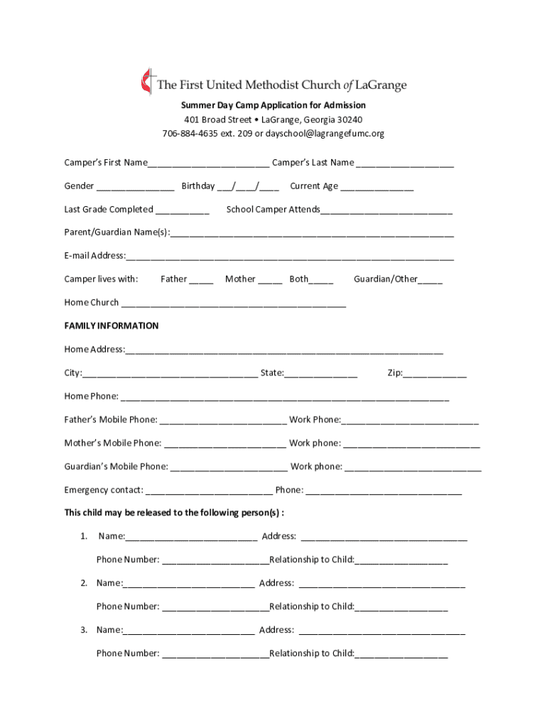 Fillable Online The First United Methodist Church of LaGrange Fax Email Print - pdfFiller