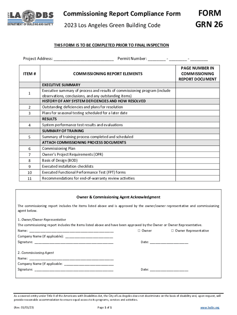 Fillable Online Green Building Code & Final Inspection Documents Fax ...