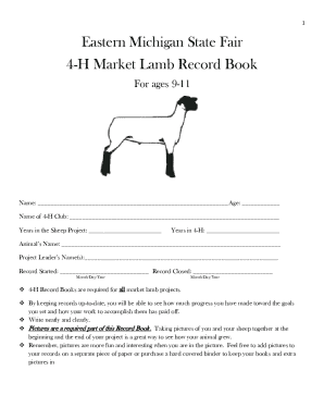 Fillable Online Number of Years Showing Sheep: Record Started Fax Email ...