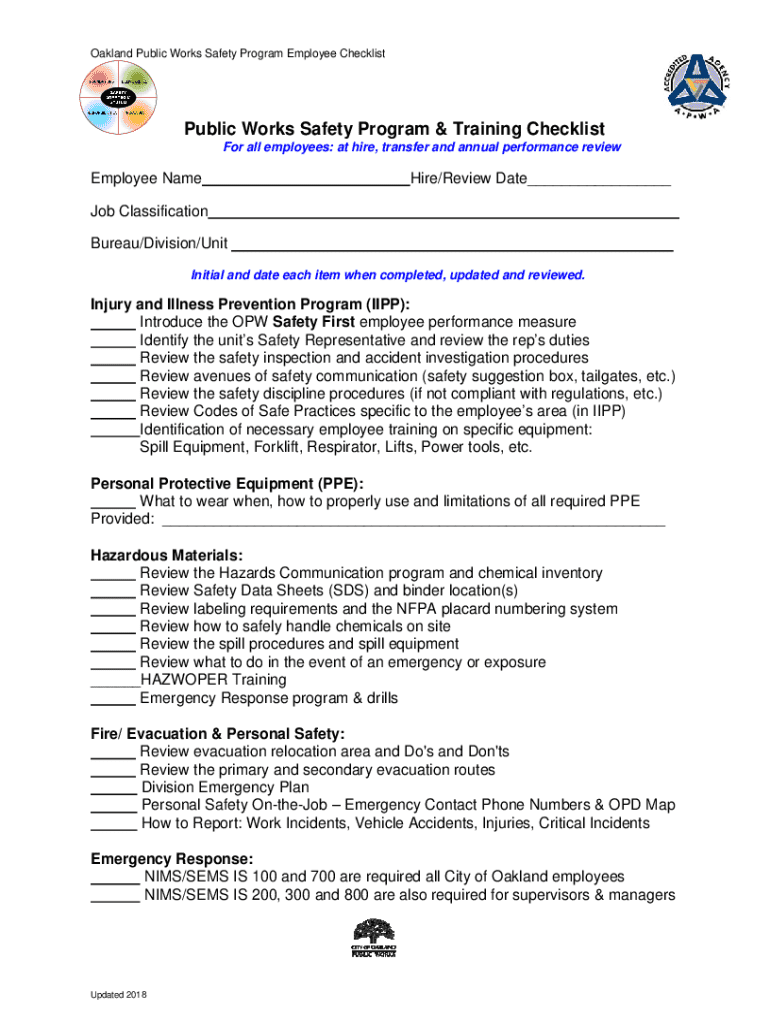 Fillable Online New Employee Training Checklist Form P-202 Fax Email ...