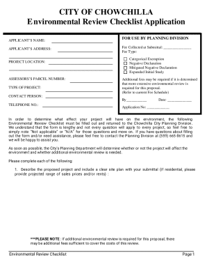 Fillable Online CITY OF CHOWCHILLA Environmental Review Checklist ...