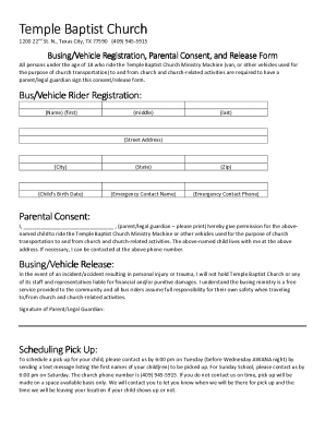 Fillable Online Busing/Vehicle Registration, Parental Consent, and ...