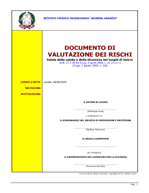 Compilabile Online DOCUMENTO DI VALUTAZIONE DEI RISCHI (D.V.R.) Fax Email Stampa - pdfFiller