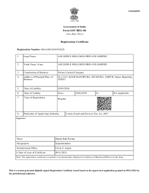 Fillable Online Form GST REG-06 Registration Certificate - txcindia ...