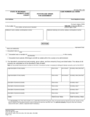 Fillable Online pc 586 (9/11) petition and order - Michigan Courts Fax ...