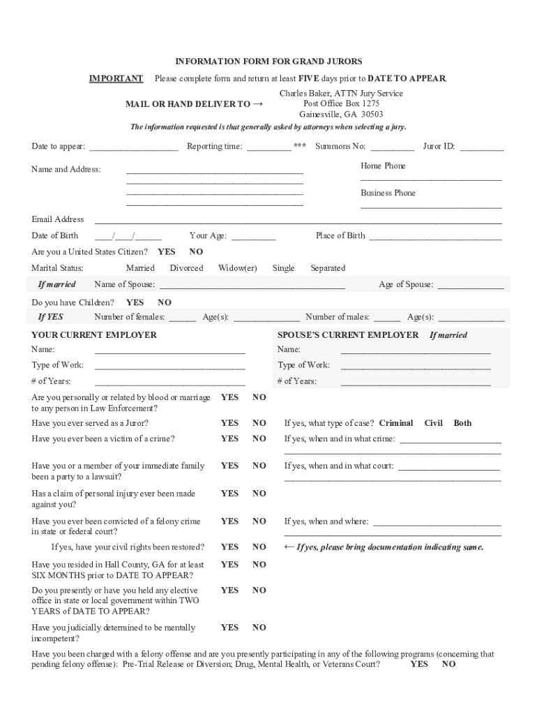 Fillable Online information form for traverse jurors Fax Email Print ...
