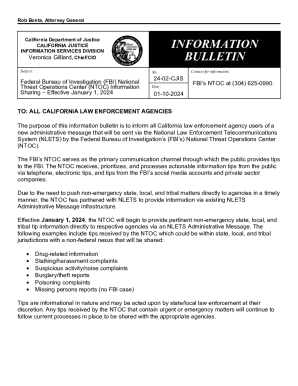 Fillable Online oag ca Information Bulletin - Federal Bureau of ...