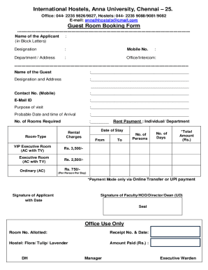 Fillable Online 25. Guest Room Booking Form Fax Email Print - pdfFiller