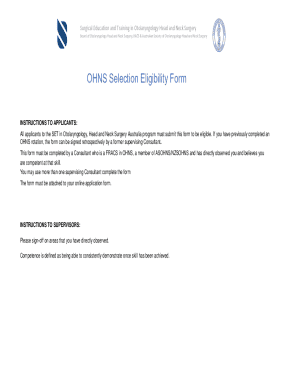Fillable Online OHNS Selection Eligibility Form Fax Email Print - pdfFiller
