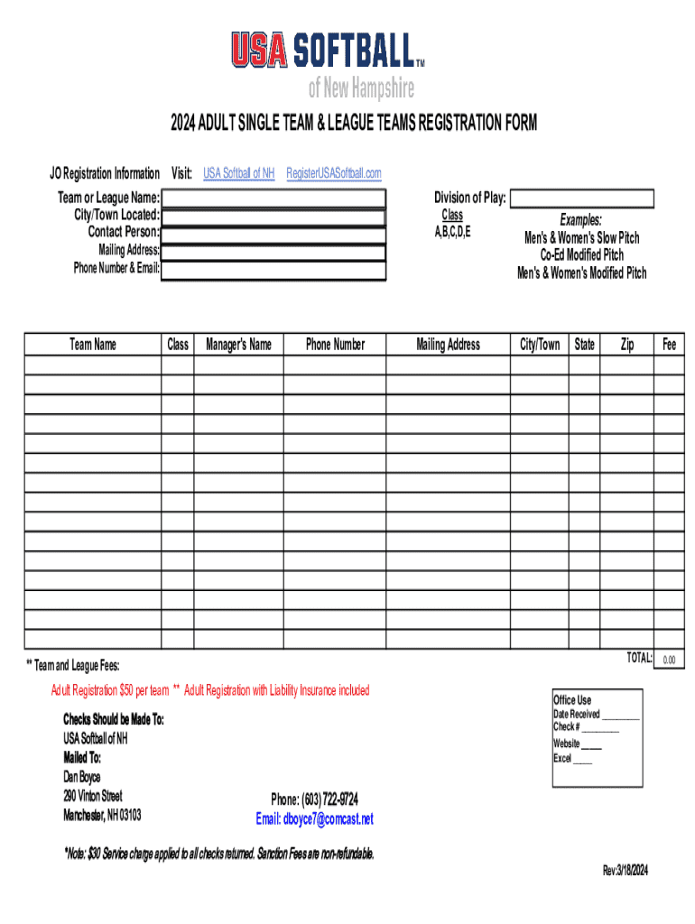 Fillable Online USA Softball Forms Fax Email Print - pdfFiller