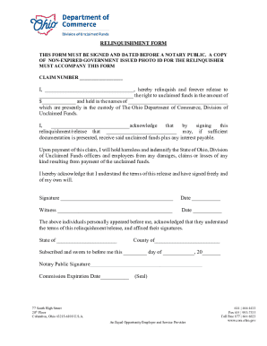 Fillable Online RELINQUISHMENT FORM I, , hereby relinquish and forever ...