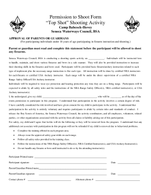 Fillable Online Permission to Shoot Form Top Shot Shooting Activity Fax ...