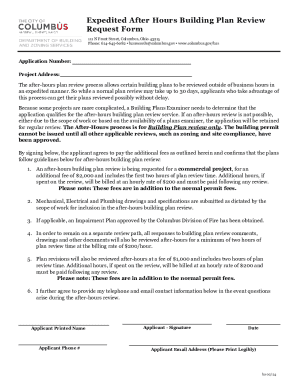Fillable Online Expedited After Hours Building Plan Review Request Form ...