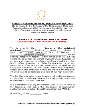 Sample Certificate of No Derogatory Records - presidentialawards cfo ...