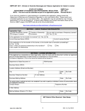 Fillable Online DBPR ABT 6011 Fax Email Print - pdfFiller