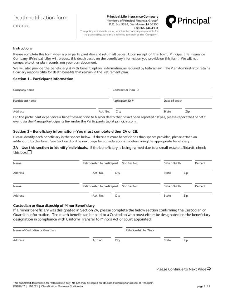 Fillable Online secure acce Principal-Beneficiary-Form.pdf Fax Email ...
