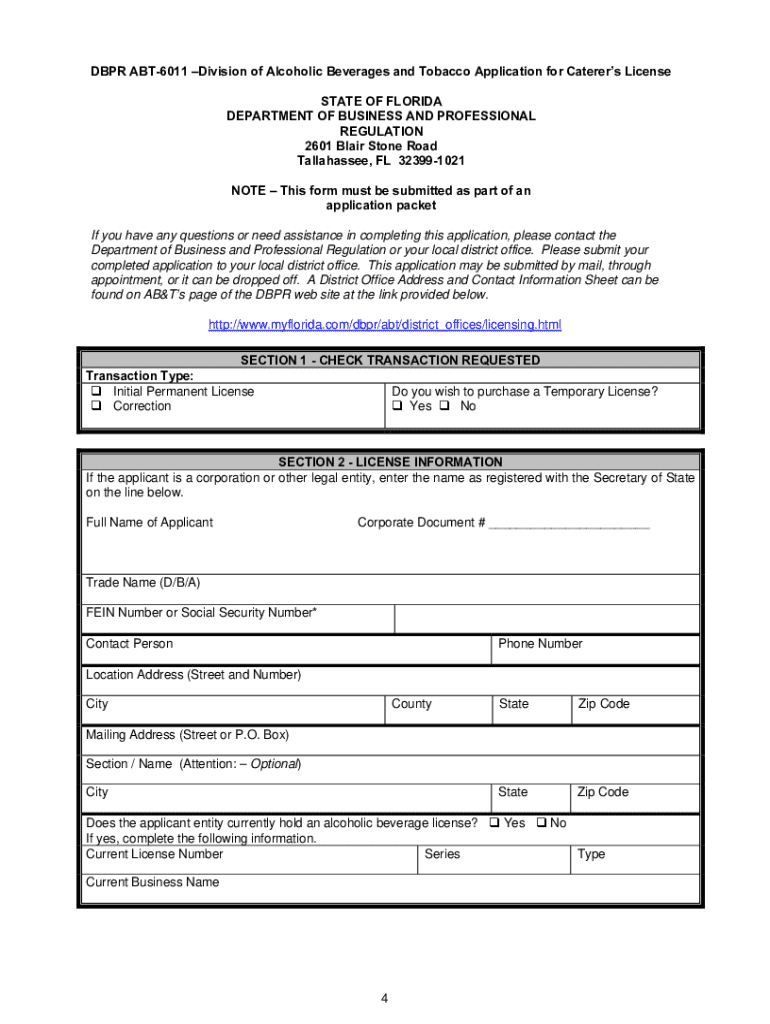 Fillable Online INSTRUCTIONS FOR COMPLETING DBPR Fax Email Print ...