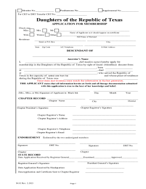 Fillable Online 2017-2024 Form TX Daughters of the Republic of Texas ...