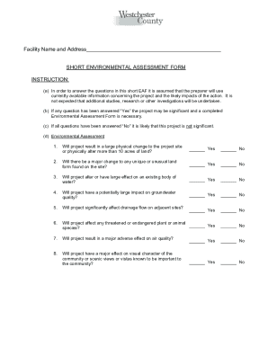 Fillable Online Short Environmental Assessment Form. Short ...