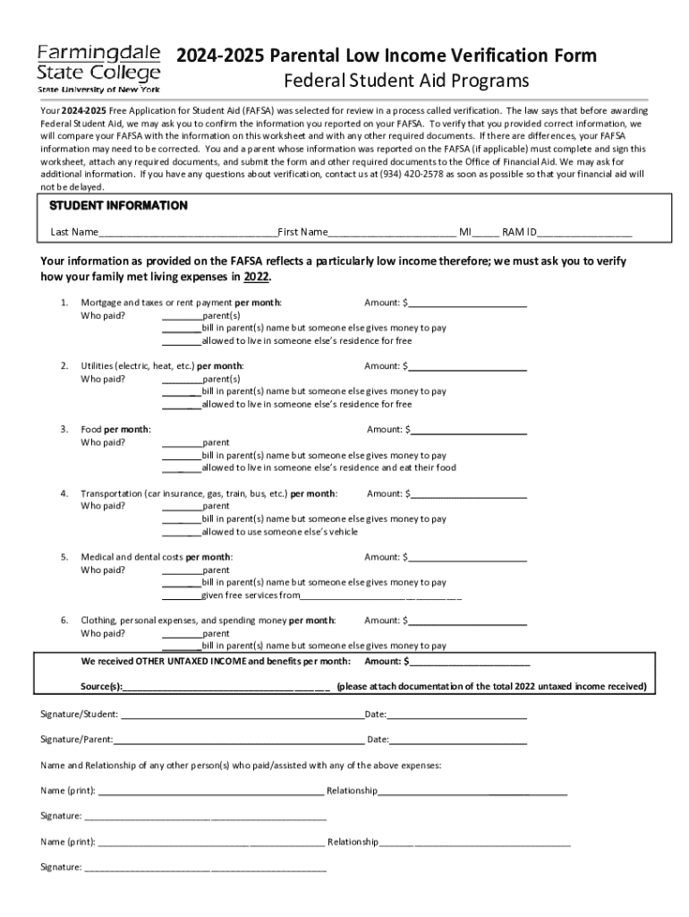 Fillable Online Family Size Dependent Worksheet 2024-2025 Federal ...