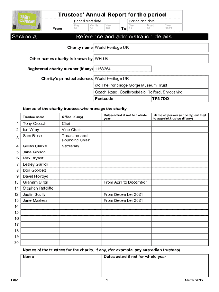 Fillable Online Trustees' report and financial statements for the year ...