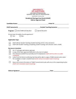 Fillable Online DSAP Advisor Approval Sheet Fax Email Print - pdfFiller