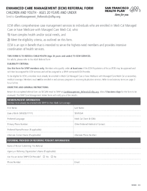 Fillable Online ENHANCED CARE MANAGEMENT (ECM) REFERRAL FORM ... Fax Email Print - pdfFiller