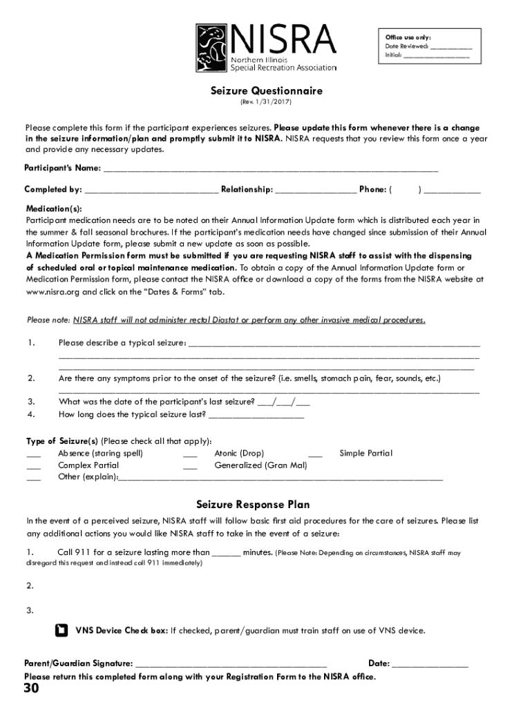Fillable Online Validation of the Seizure-Related Impact Assessment ...
