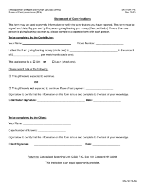 Fillable Online BFA Form 745 Statement of Contributions.pdf Fax Email ...