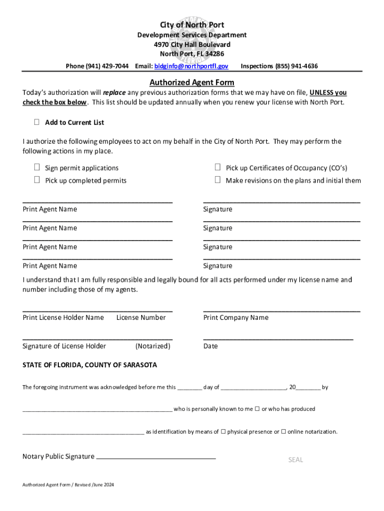 Fillable Online City of Northport Designation of Agent Form Fax Email ...