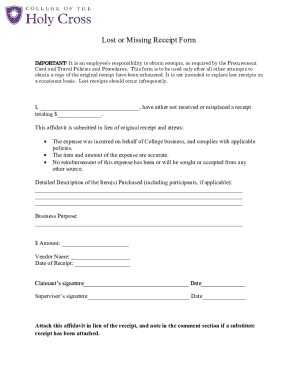 Fillable Online Expense Claims - form - missing receiptsLR Fax Email Print - pdfFiller