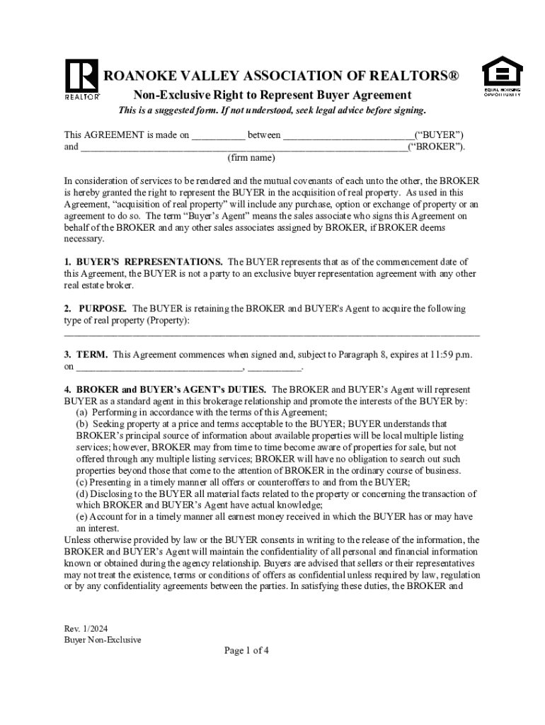 Fillable Online Non-Exclusive Right to Represent Buyer Agreement Fax ...