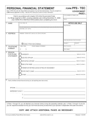 Fillable Online PERSONAL FINANCIAL STATEMENT FORM PFS - TEC Fax Email ...