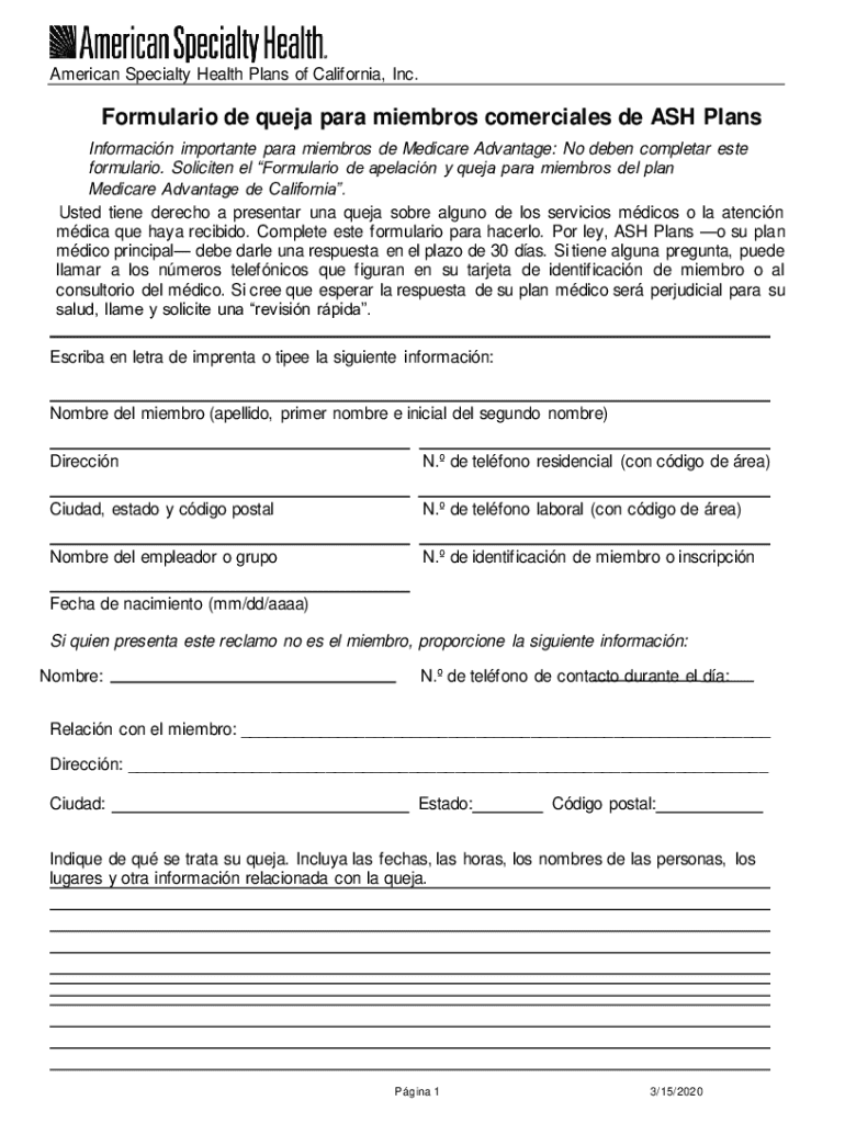 Completable En línea Formulario de quejas para miembros comerciales de ...