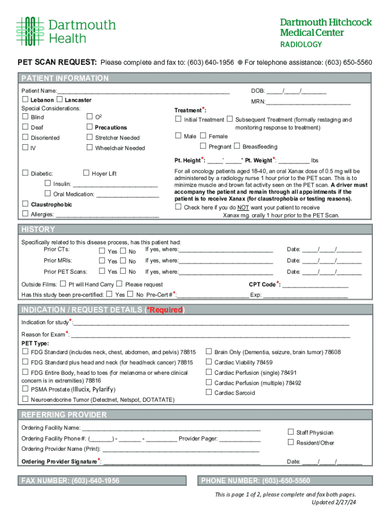 Fillable Online radiology-pet-scan-request-form-6-21. ... Fax Email ...