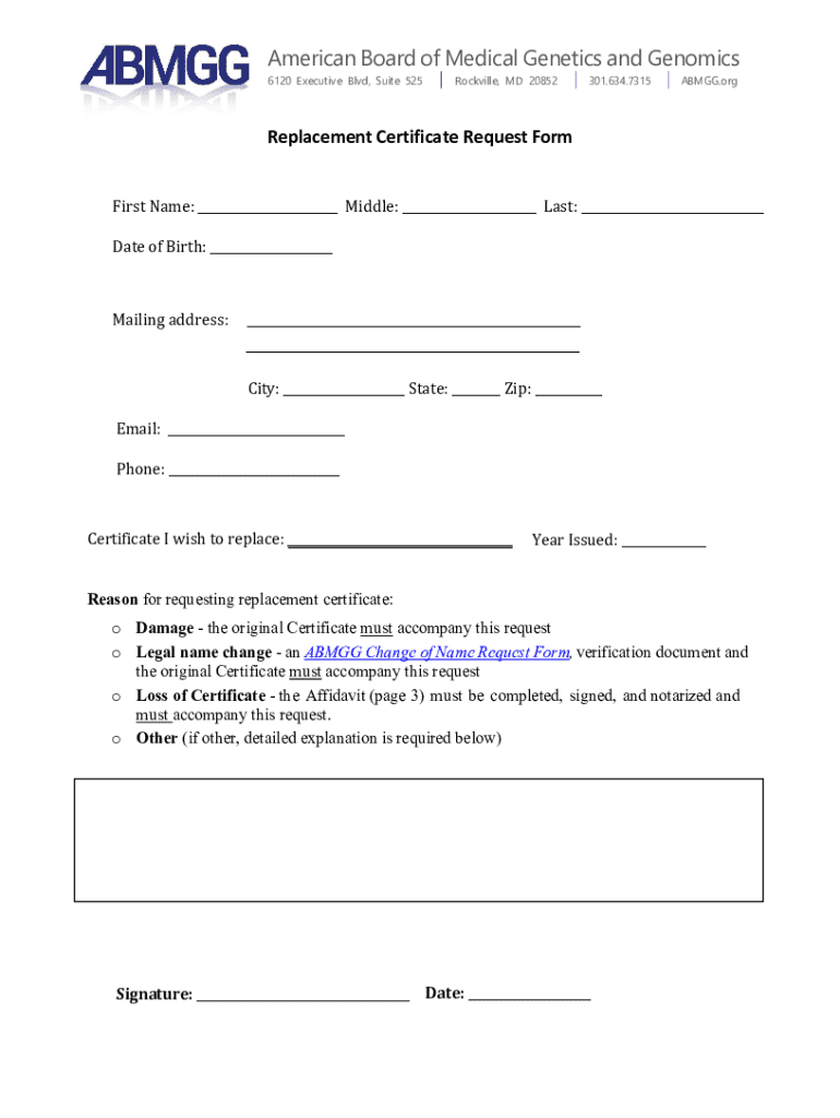 Fillable Online ABMGG - American Board of Medical Genetics and Genomics ...