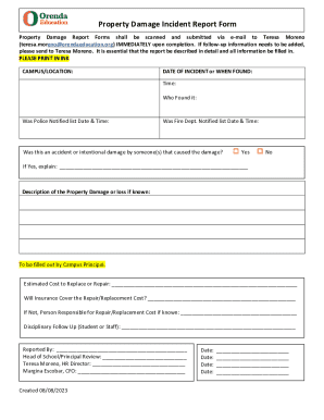 Fillable Online Property Damage Incident Report Form Fax Email Print ...