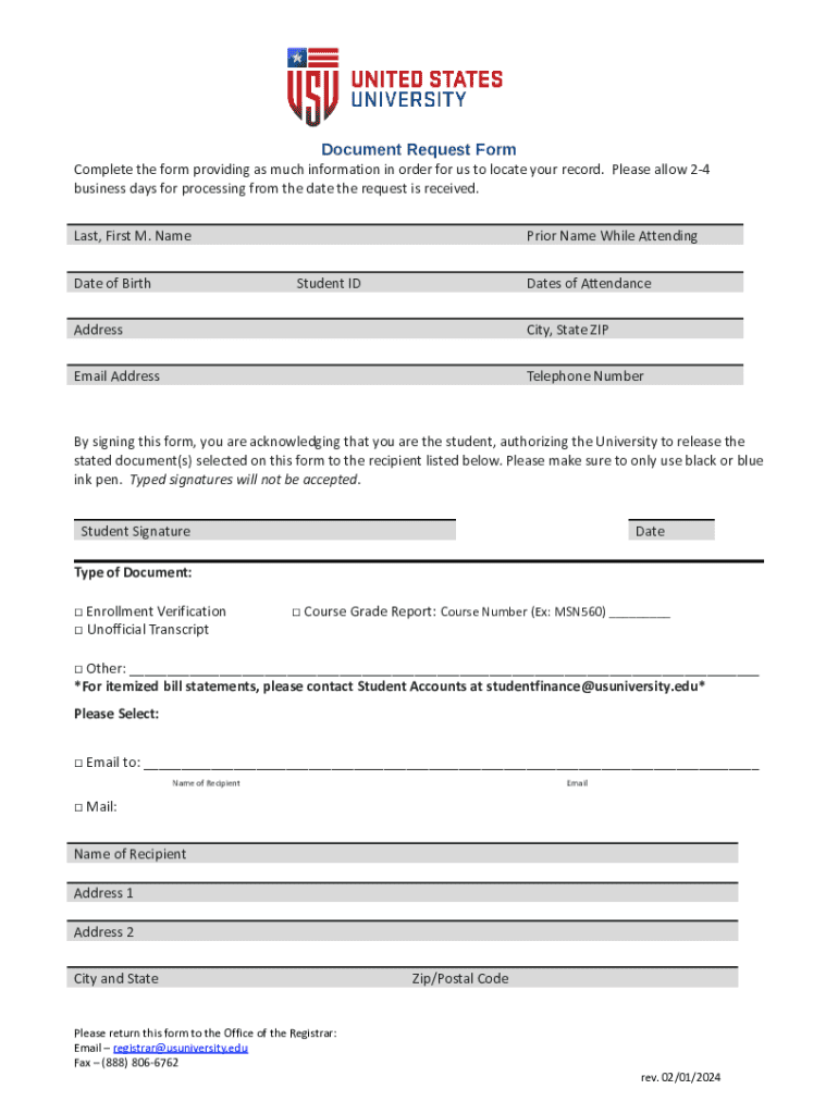 Fillable Online Document Request Form rev. 04.05.19.docx Fax Email ...